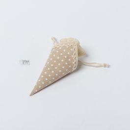 5 Cornets lin à pois blancs